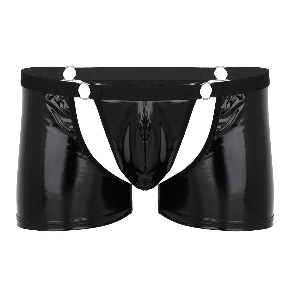 Mens Vinyl Chaps with Metal Rings Black